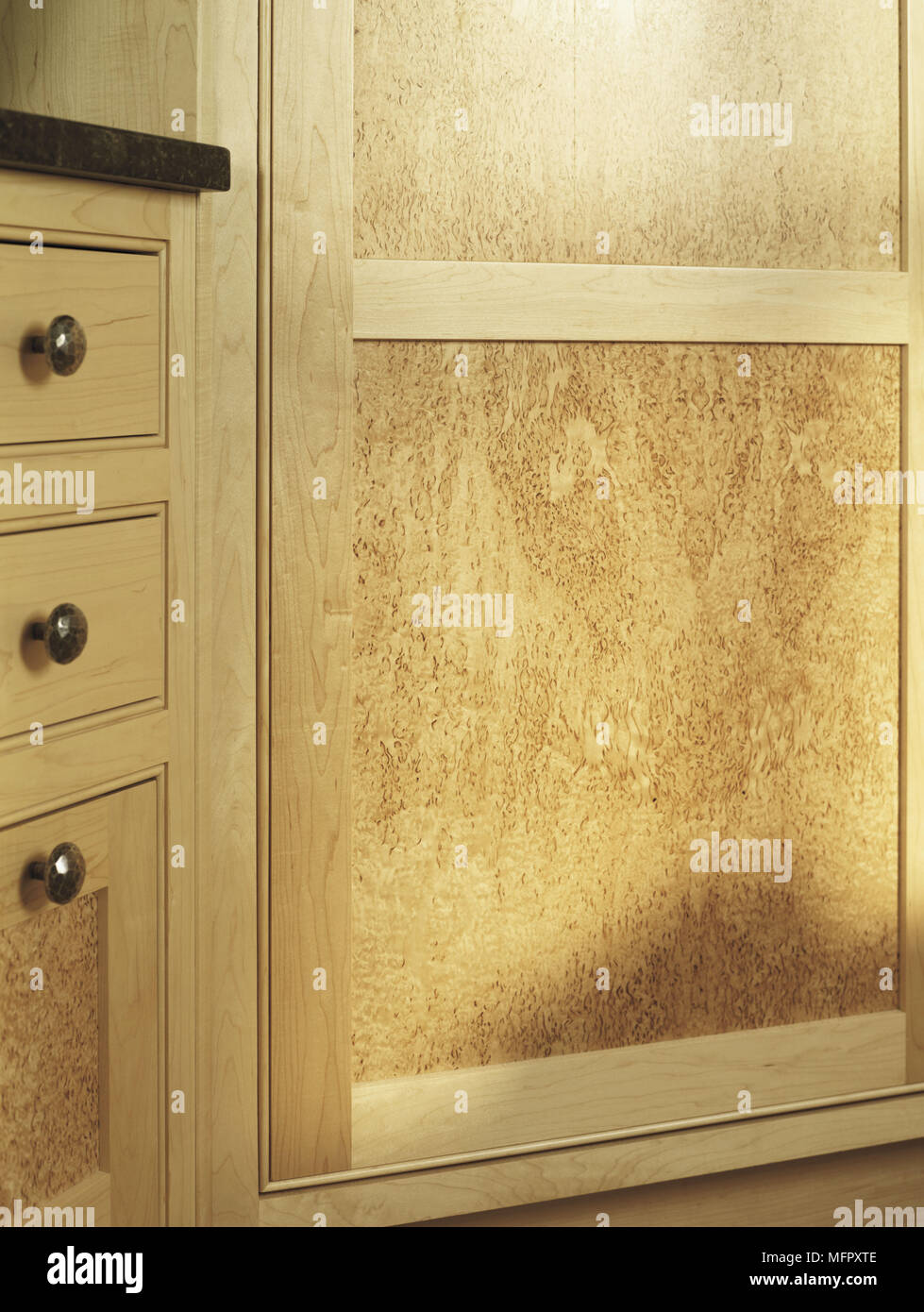 Metal kitchen unit handle Stock Photo - Alamy