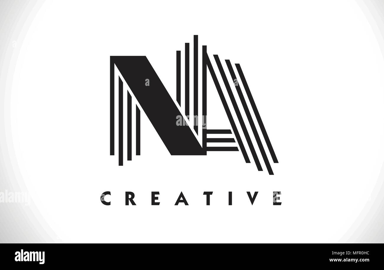 NA Letter Logo With Black Lines Design. Line Letter Symbol Vector ...