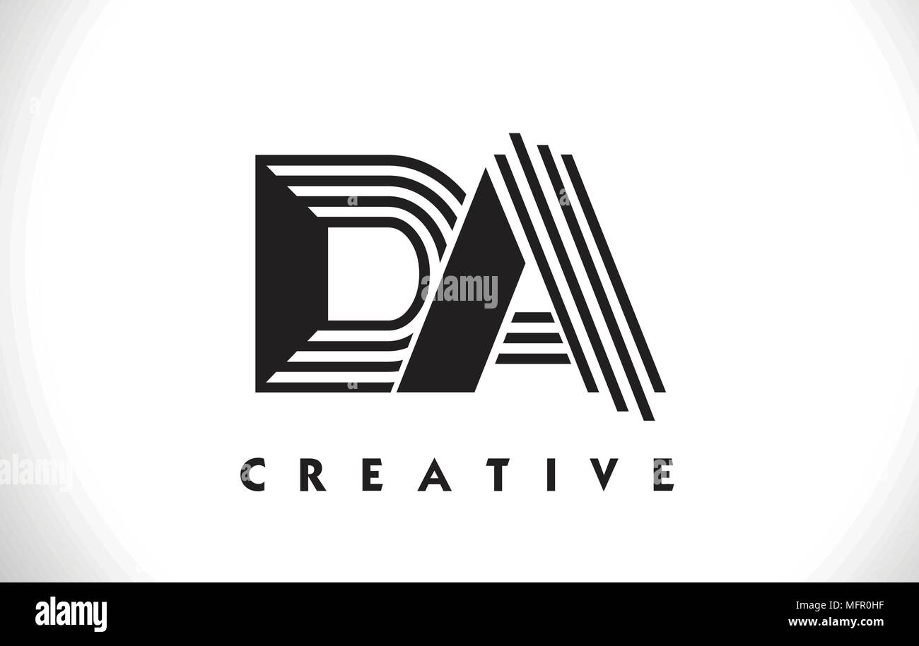 DA Letter Logo With Black Lines Design. Line Letter Symbol Vector ...