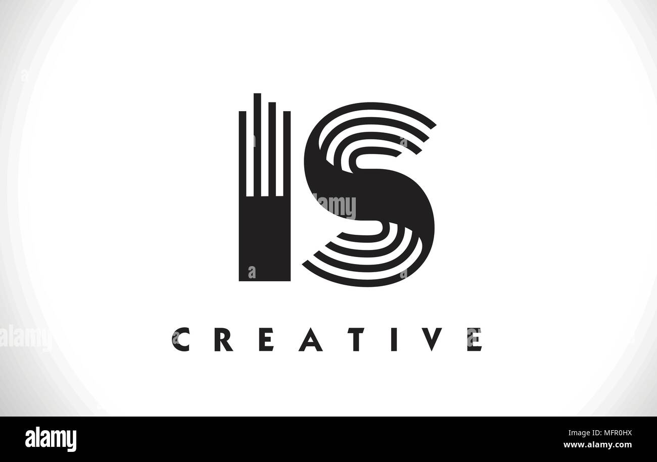 IS Letter Logo With Black Lines Design. Line Letter Symbol Vector ...