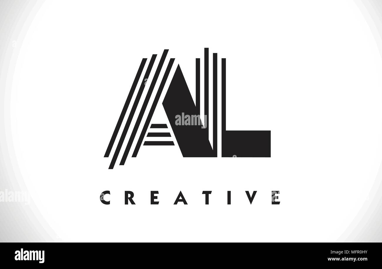 AL Letter Logo With Black Lines Design. Line Letter Symbol Vector ...