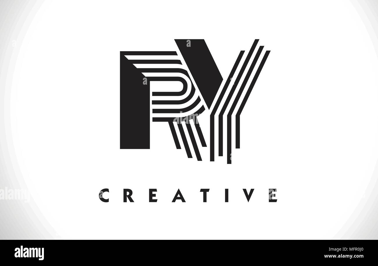 RY Letter Logo With Black Lines Design. Line Letter Symbol Vector ...