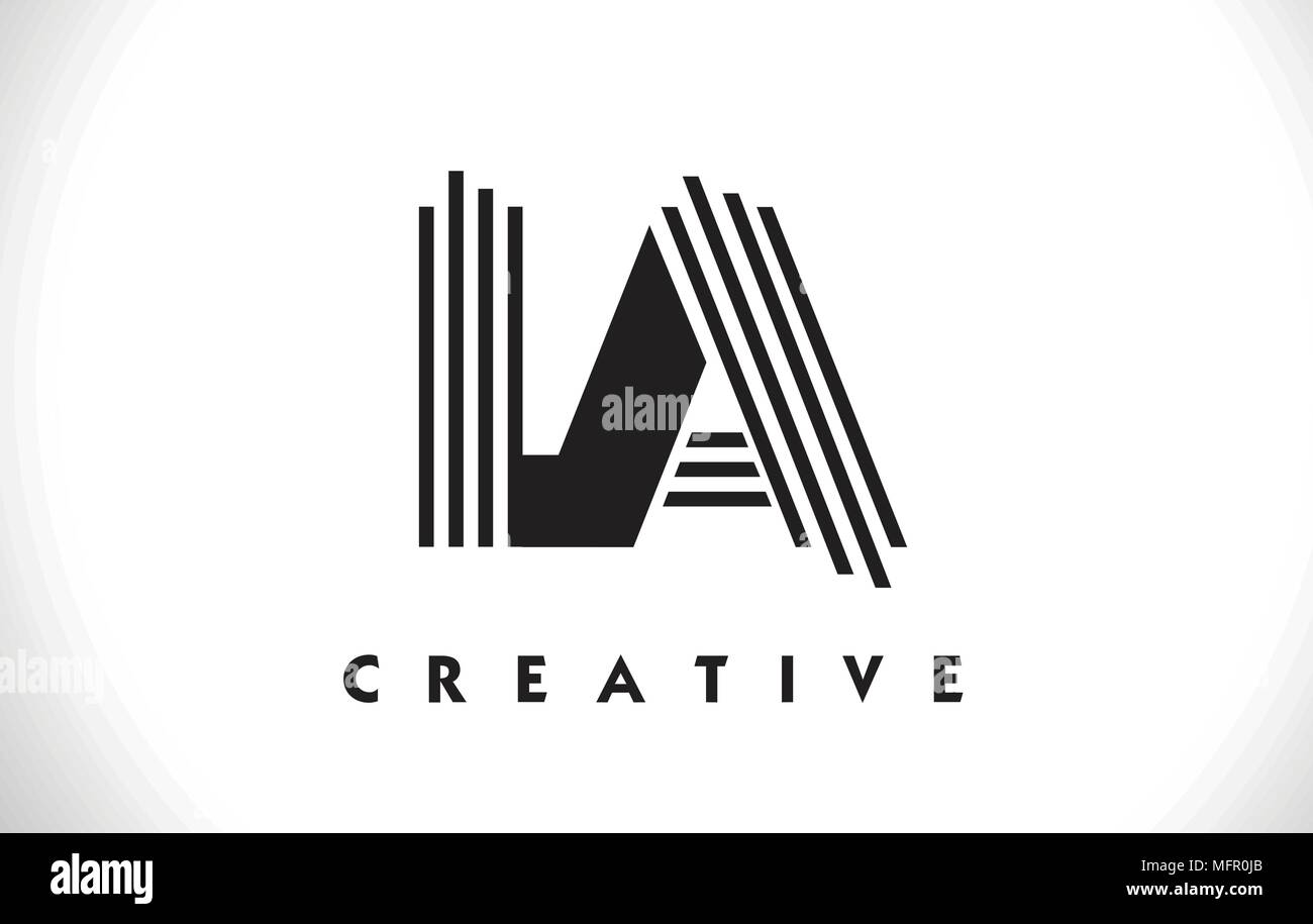 LA Letter Logo With Black Lines Design. Line Letter Symbol Vector ...