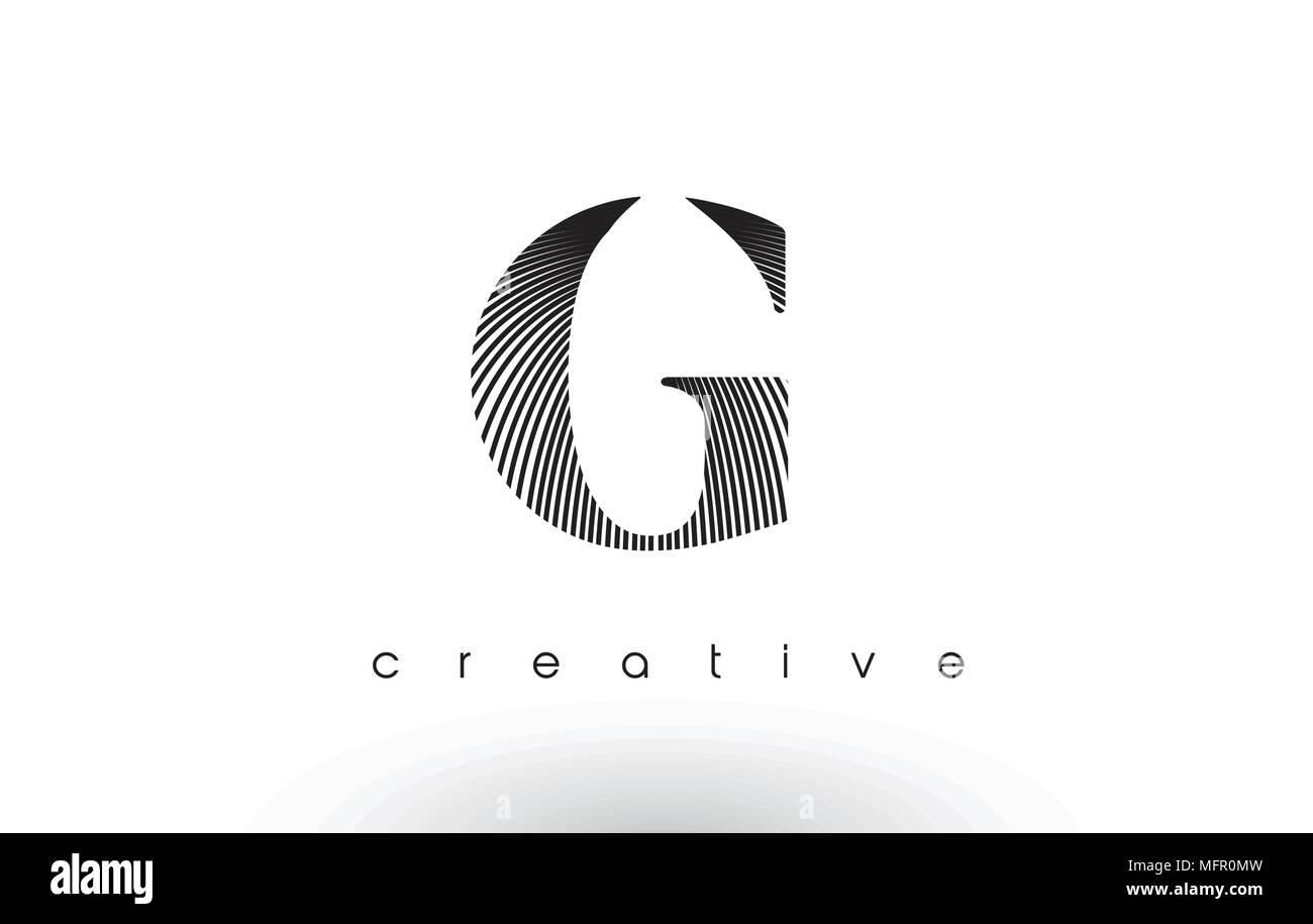 G Logo Design With Multiple Lines. Artistic Elegant Black and White ...