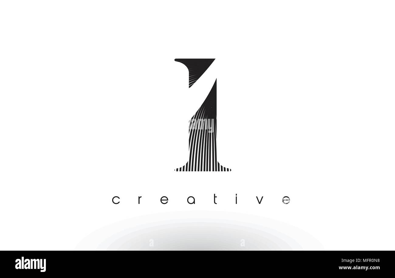 I Logo Design With Multiple Lines. Artistic Elegant Black and White ...