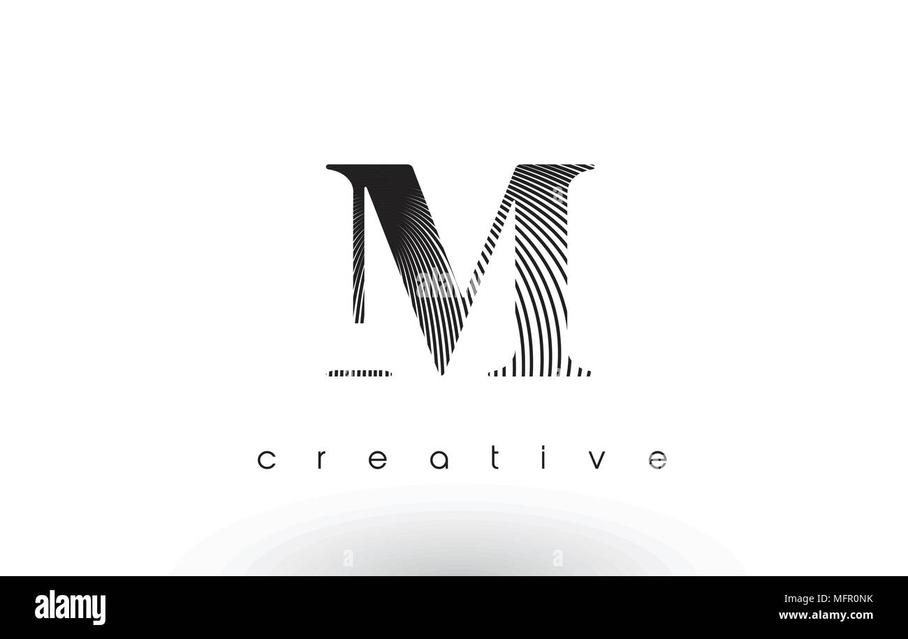 M Logo Design With Multiple Lines. Artistic Elegant Black and White ...