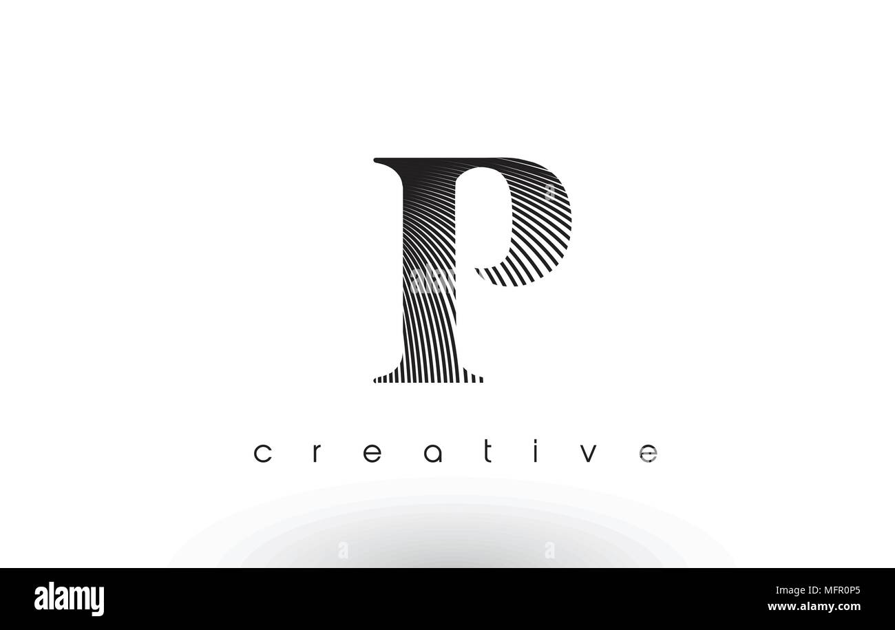 P Logo Design With Multiple Lines. Artistic Elegant Black and White ...