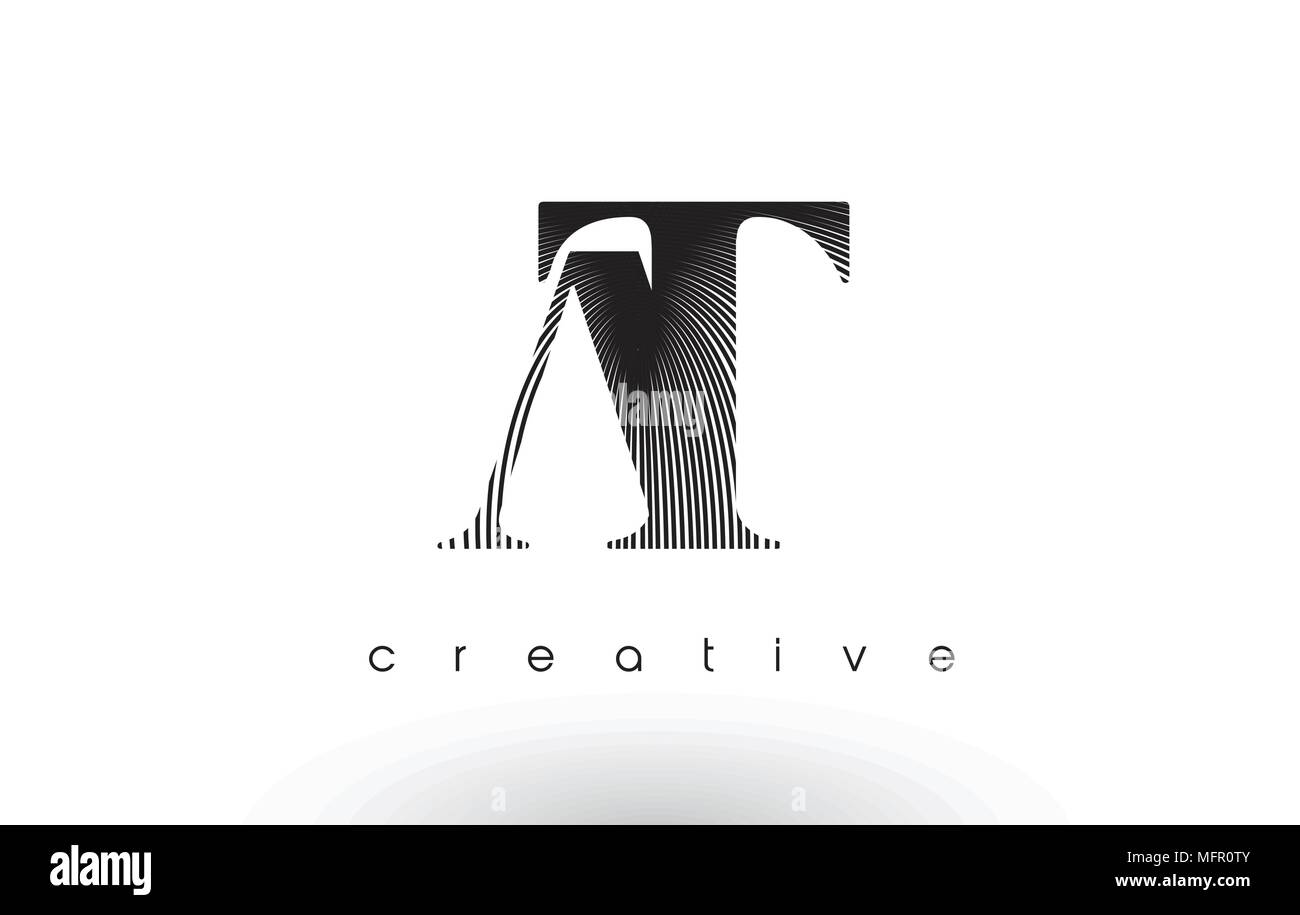 AT Logo Design With Multiple Lines. Artistic Elegant Black and White ...