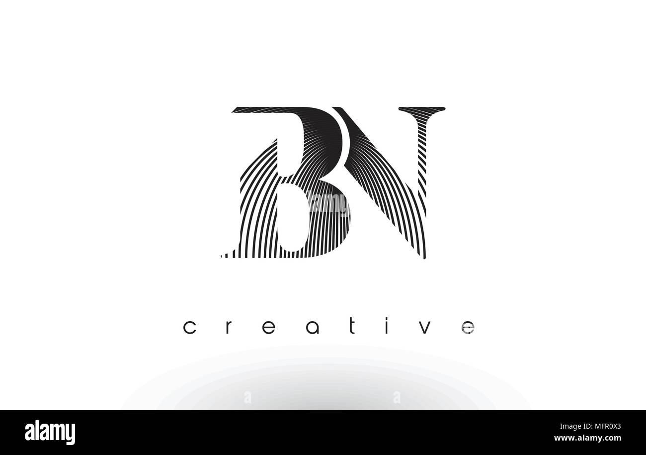BN Logo Design With Multiple Lines. Artistic Elegant Black and White ...