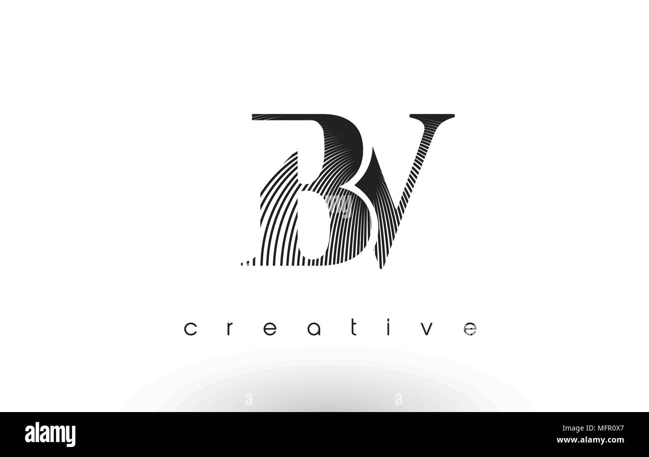 BV Logo Design With Multiple Lines. Artistic Elegant Black and White ...