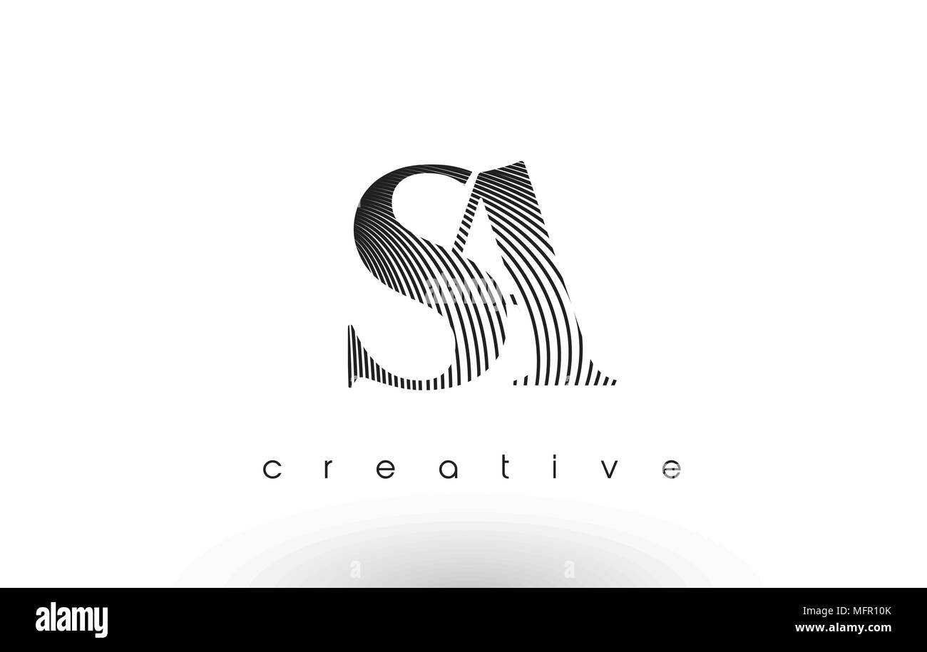 SA Logo Design With Multiple Lines. Artistic Elegant Black and White ...