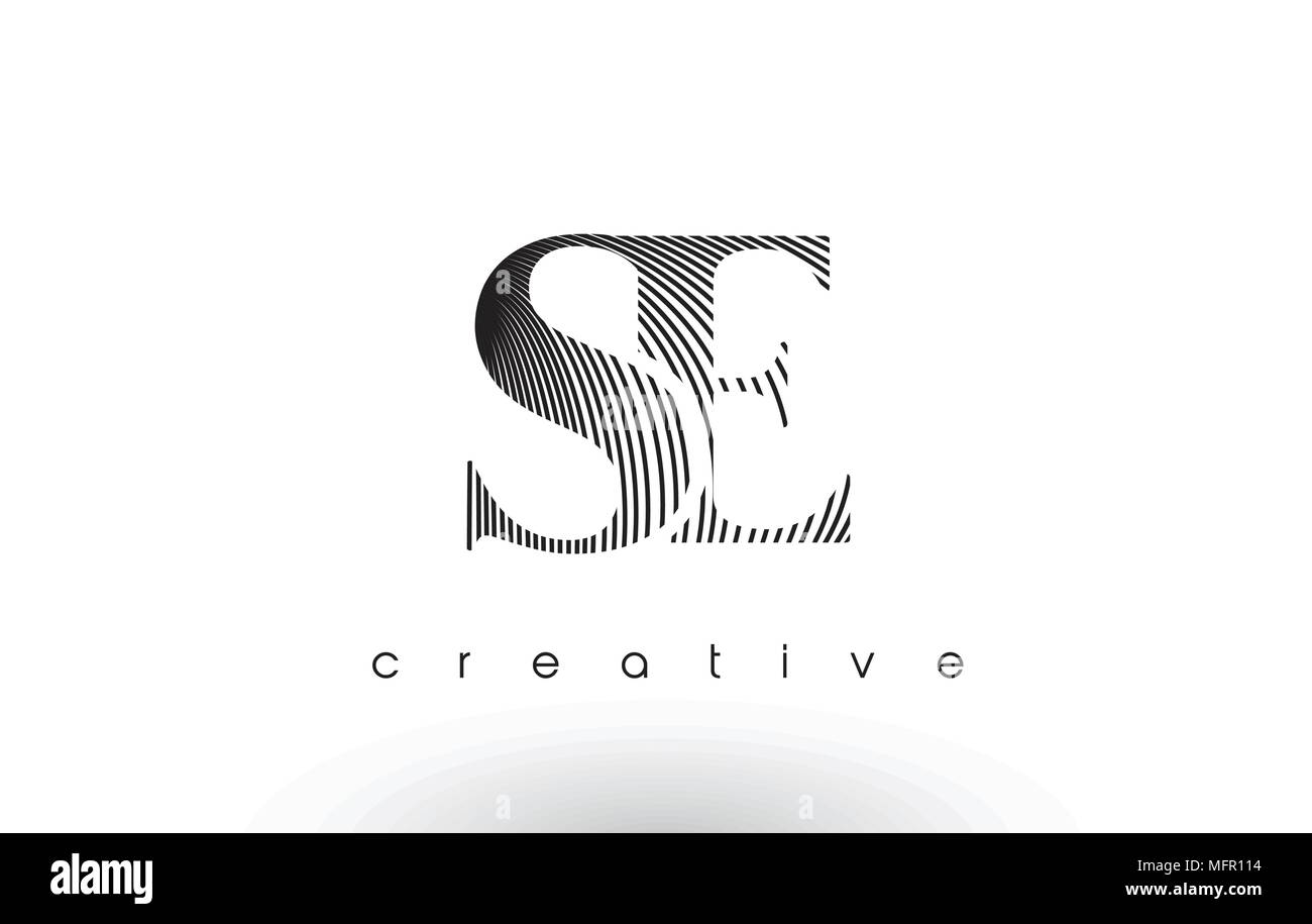 SE Logo Design With Multiple Lines. Artistic Elegant Black and White ...
