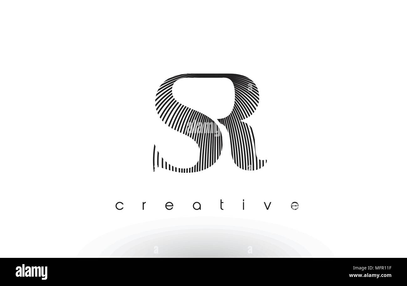 SR Logo Design With Multiple Lines. Artistic Elegant Black and White ...
