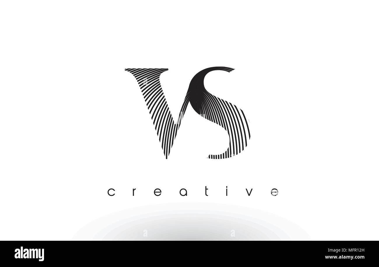 VS Logo Design With Multiple Lines. Artistic Elegant Black and White ...