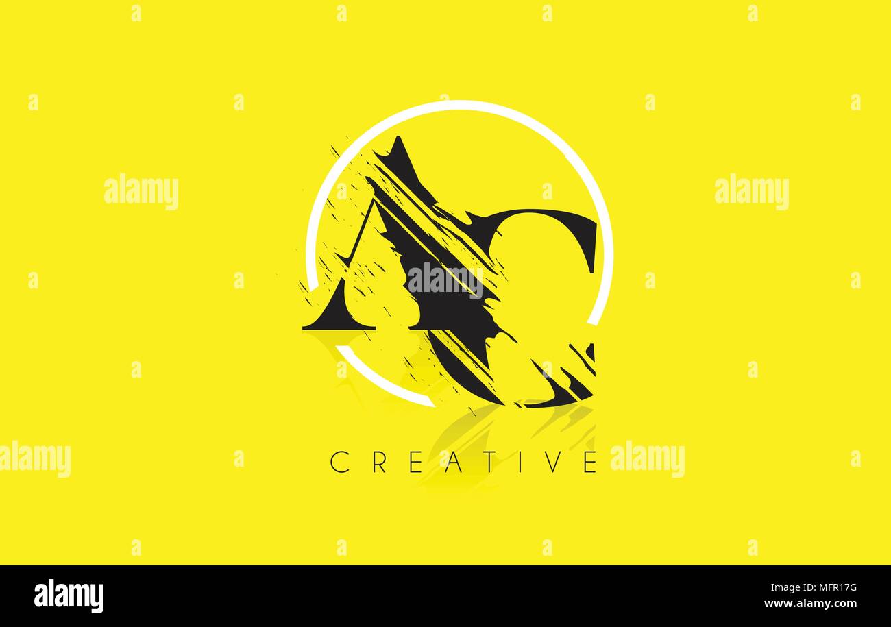 AC Letter Logo with Vintage Grundge Cut Design. Destroyed Drawing ...