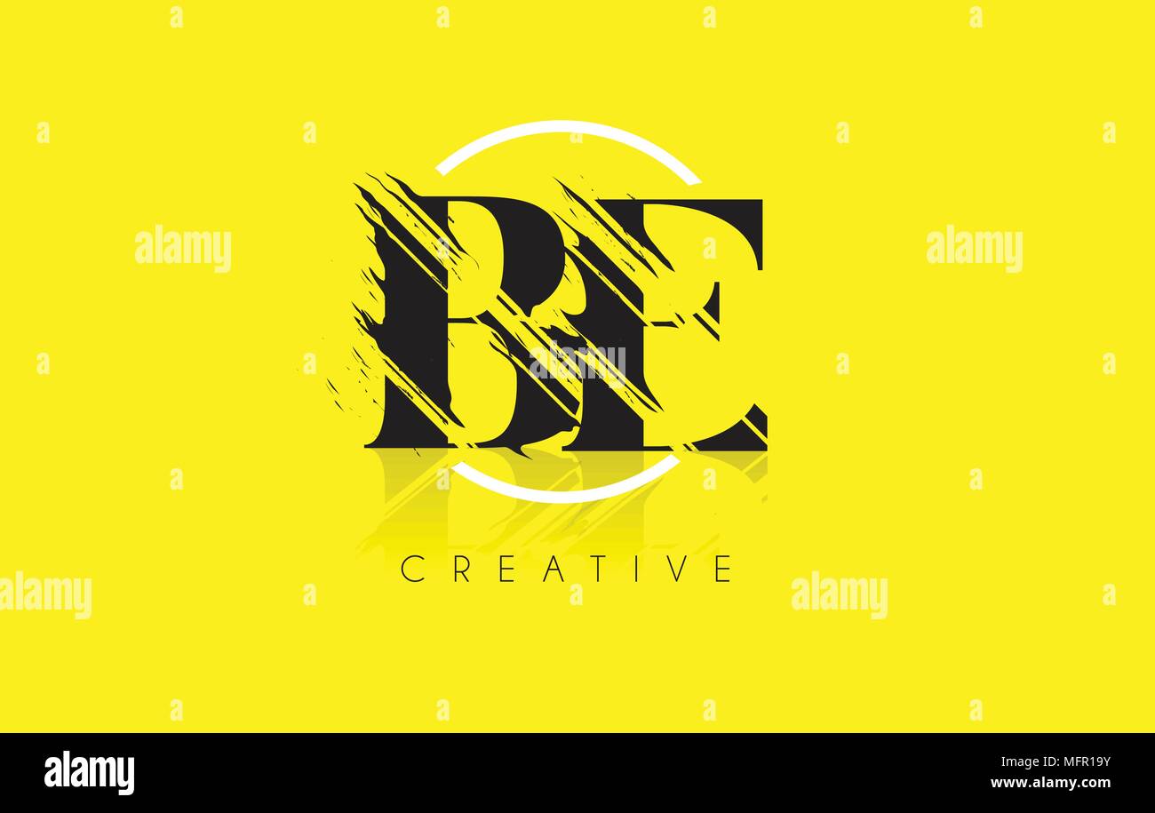 BE Letter Logo with Vintage Grundge Cut Design. Destroyed Drawing ...