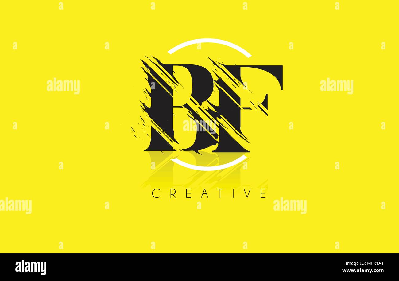 BF Letter Logo with Vintage Grundge Cut Design. Destroyed Drawing ...