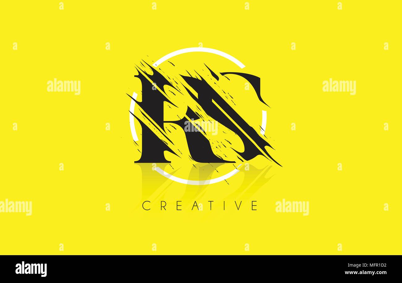 RS Letter Logo with Vintage Grundge Cut Design. Destroyed Drawing ...