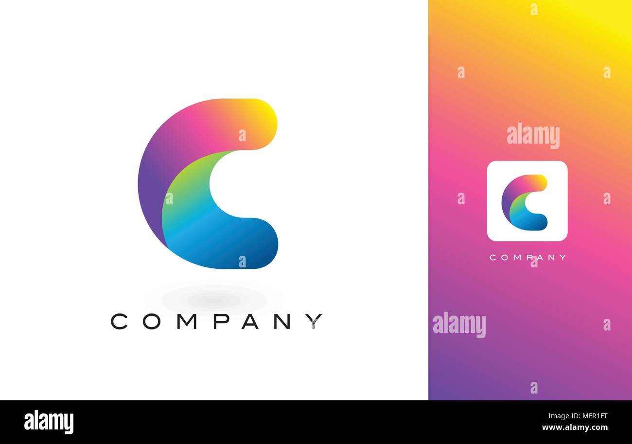 C Logo Letter With Rainbow Vibrant Colors. Colorful Modern Trendy ...