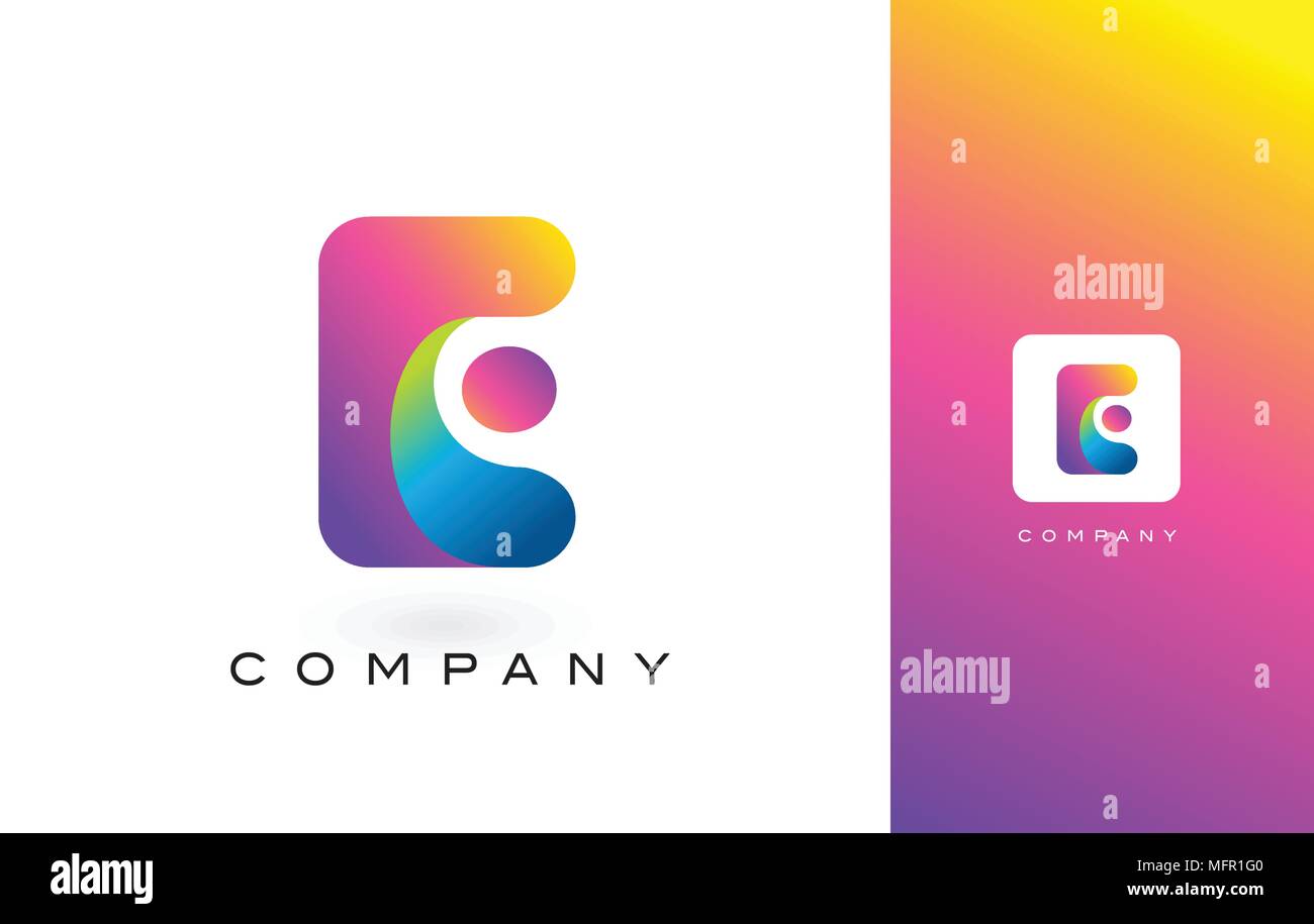 E Logo Letter With Rainbow Vibrant Colors. Colorful Modern Trendy ...