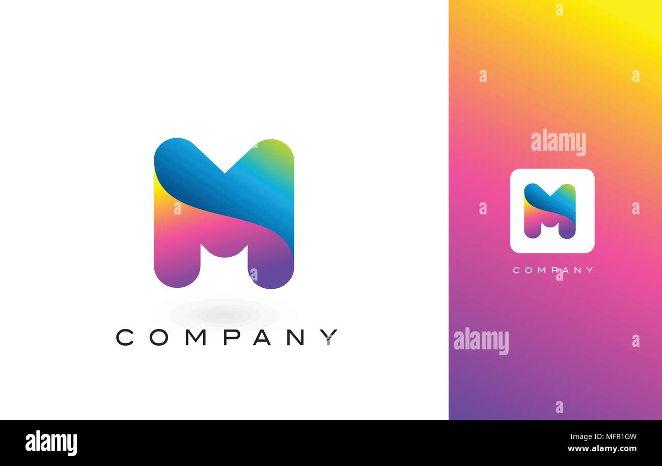 M Logo Letter With Rainbow Vibrant Colors.M Colorful Modern Trendy ...