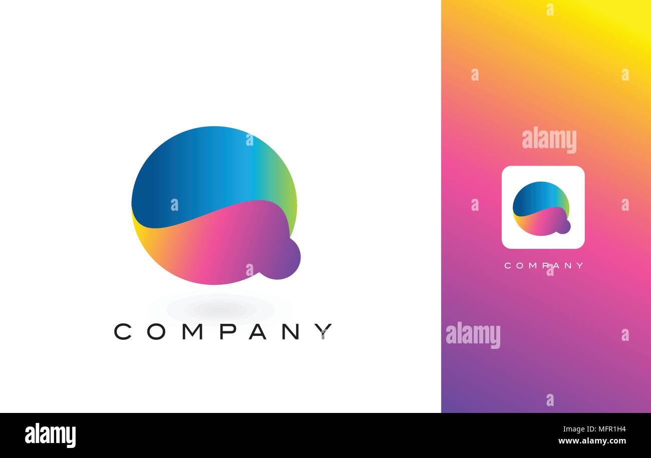Q Logo Letter With Rainbow Vibrant Colors.Q Colorful Modern Trendy ...