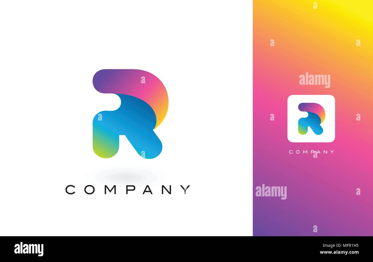 R Logo Letter With Rainbow Vibrant Colors.R Colorful Modern Trendy ...
