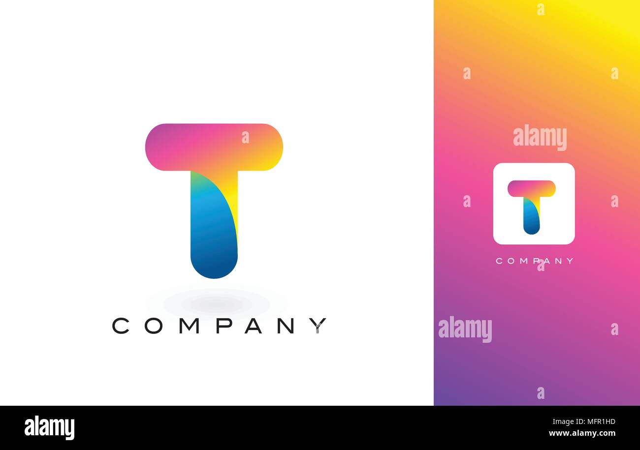 T Logo Letter With Rainbow Vibrant Colors.T Colorful Modern Trendy ...