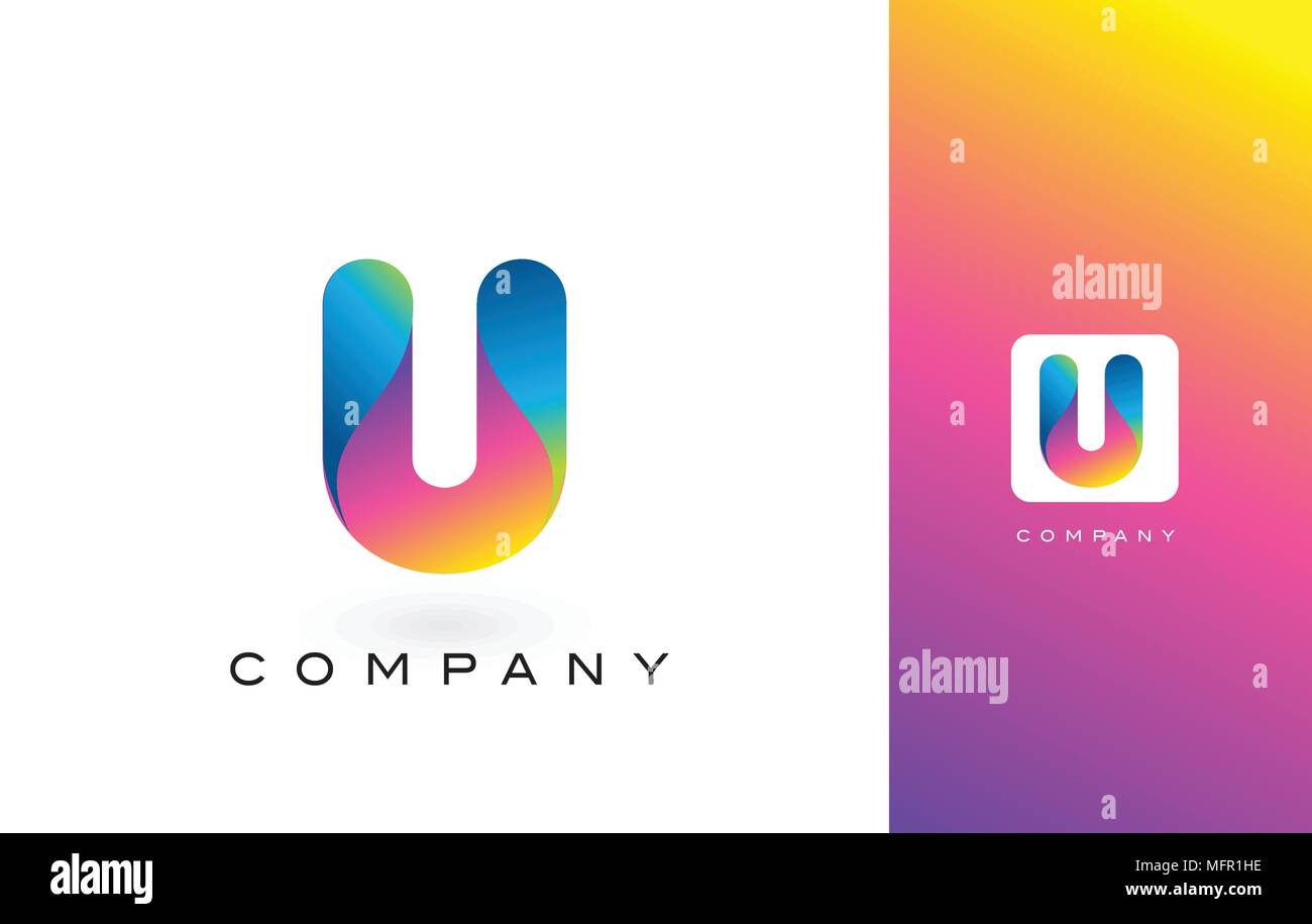 U Logo Letter With Rainbow Vibrant Colors.U Colorful Modern Trendy ...