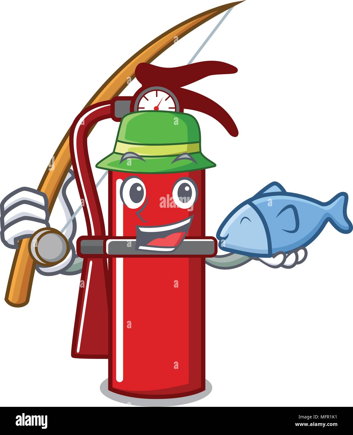 Fishing fire extinguisher mascot cartoon Stock Vector Image & Art - Alamy