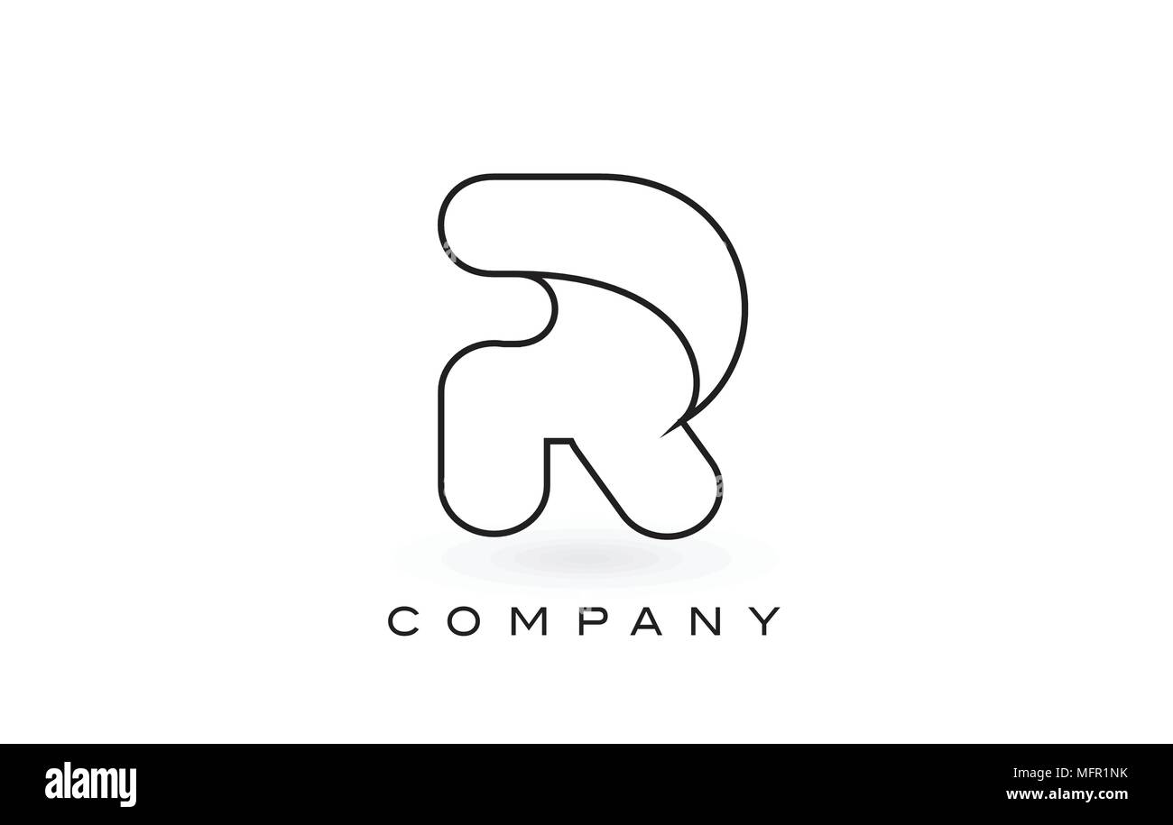 R Monogram Letter Logo With Thin Black Monogram Outline Contour. Modern ...