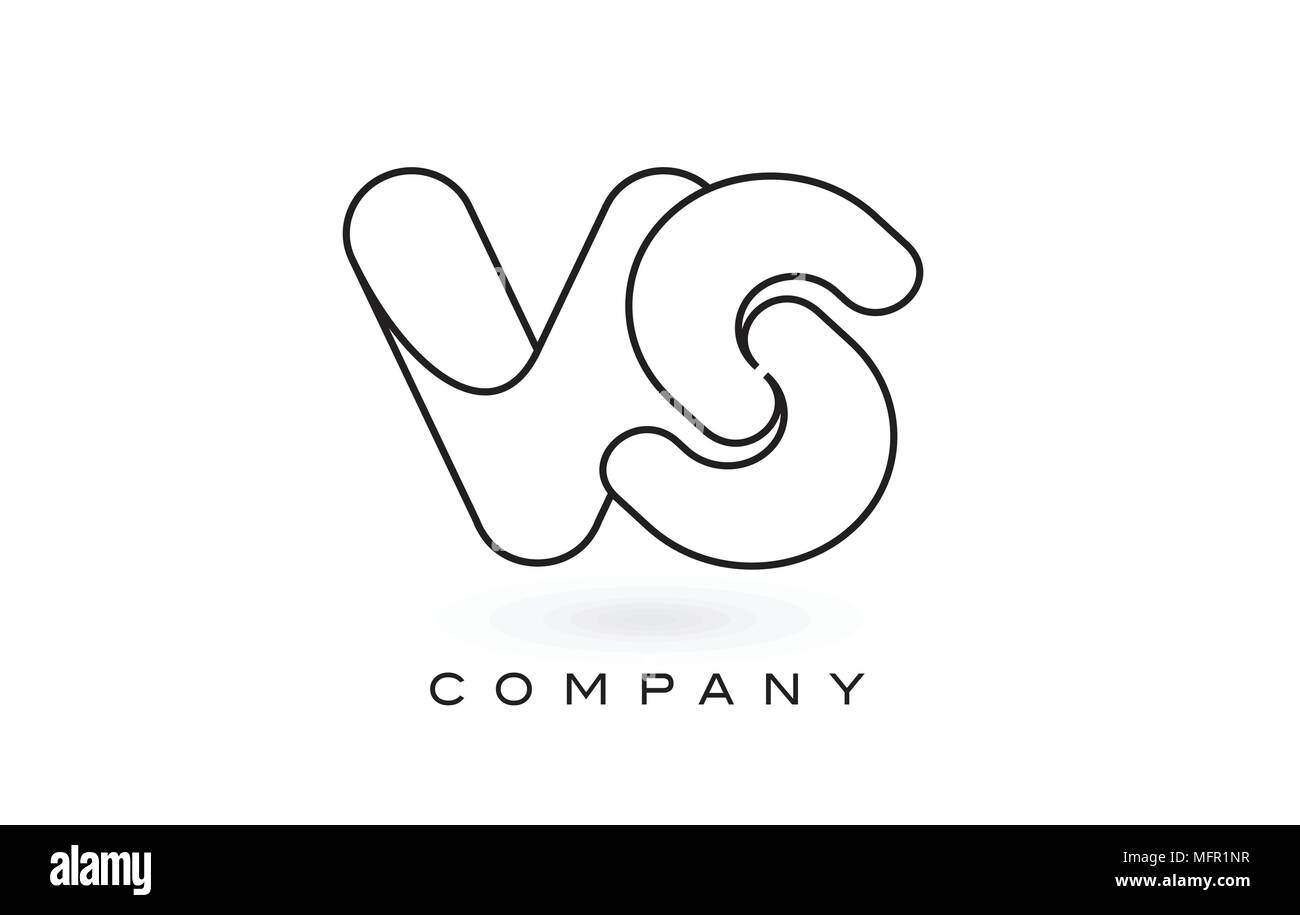 VS Monogram Letter Logo With Thin Black Monogram Outline Contour ...