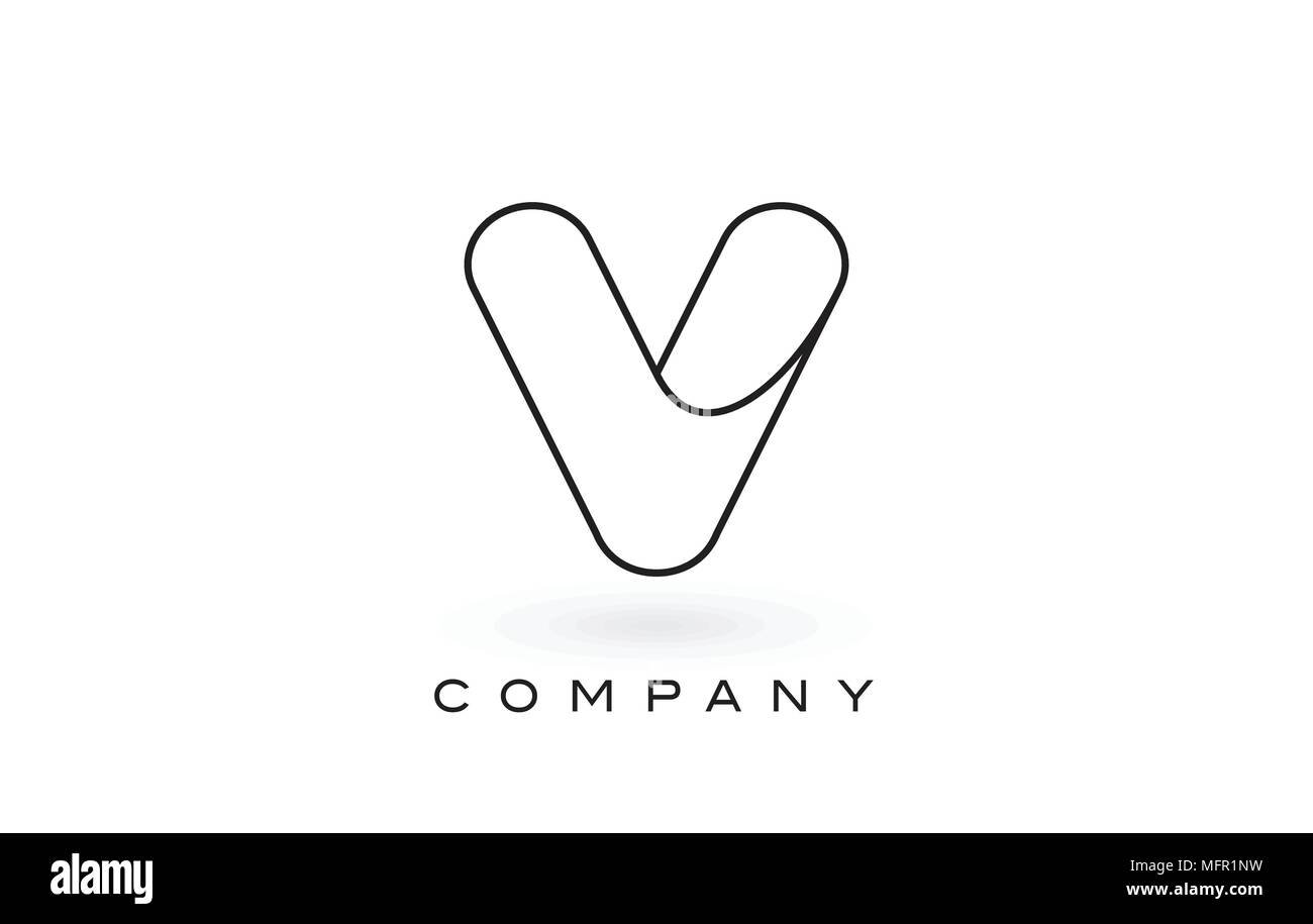 V Monogram Letter Logo With Thin Black Monogram Outline Contour. Modern ...