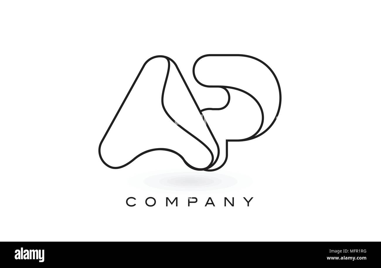 AP Monogram Letter Logo With Thin Black Monogram Outline Contour ...