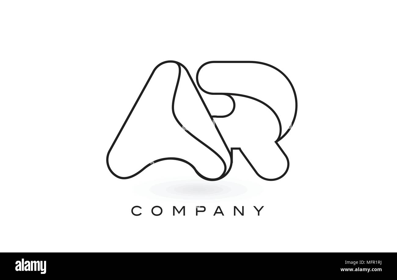 AR Monogram Letter Logo With Thin Black Monogram Outline Contour ...