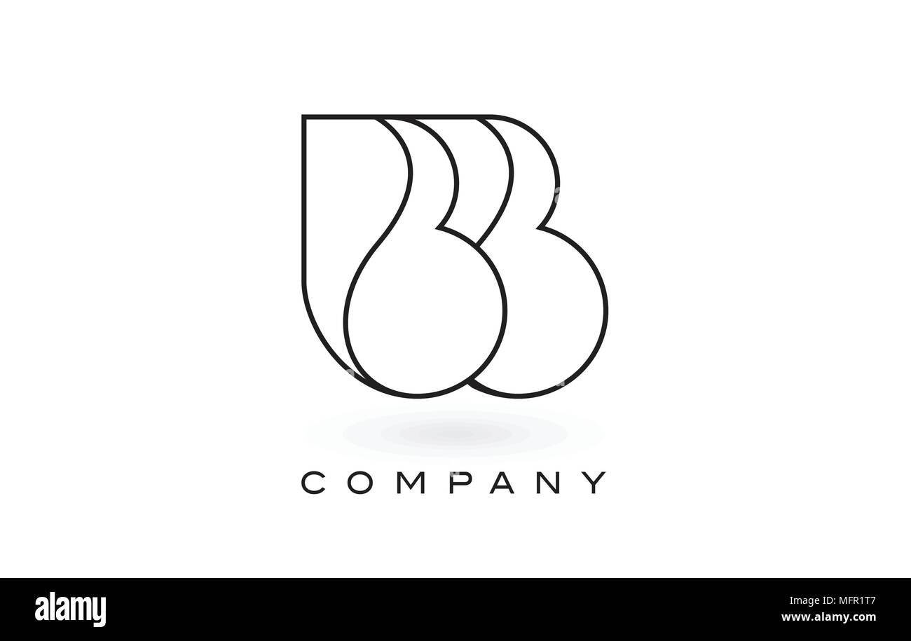 BB Monogram Letter Logo With Thin Black Monogram Outline Contour ...
