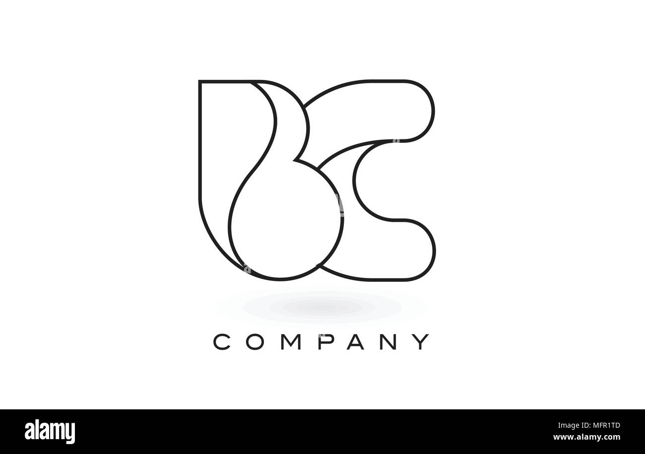 BC Monogram Letter Logo With Thin Black Monogram Outline Contour ...