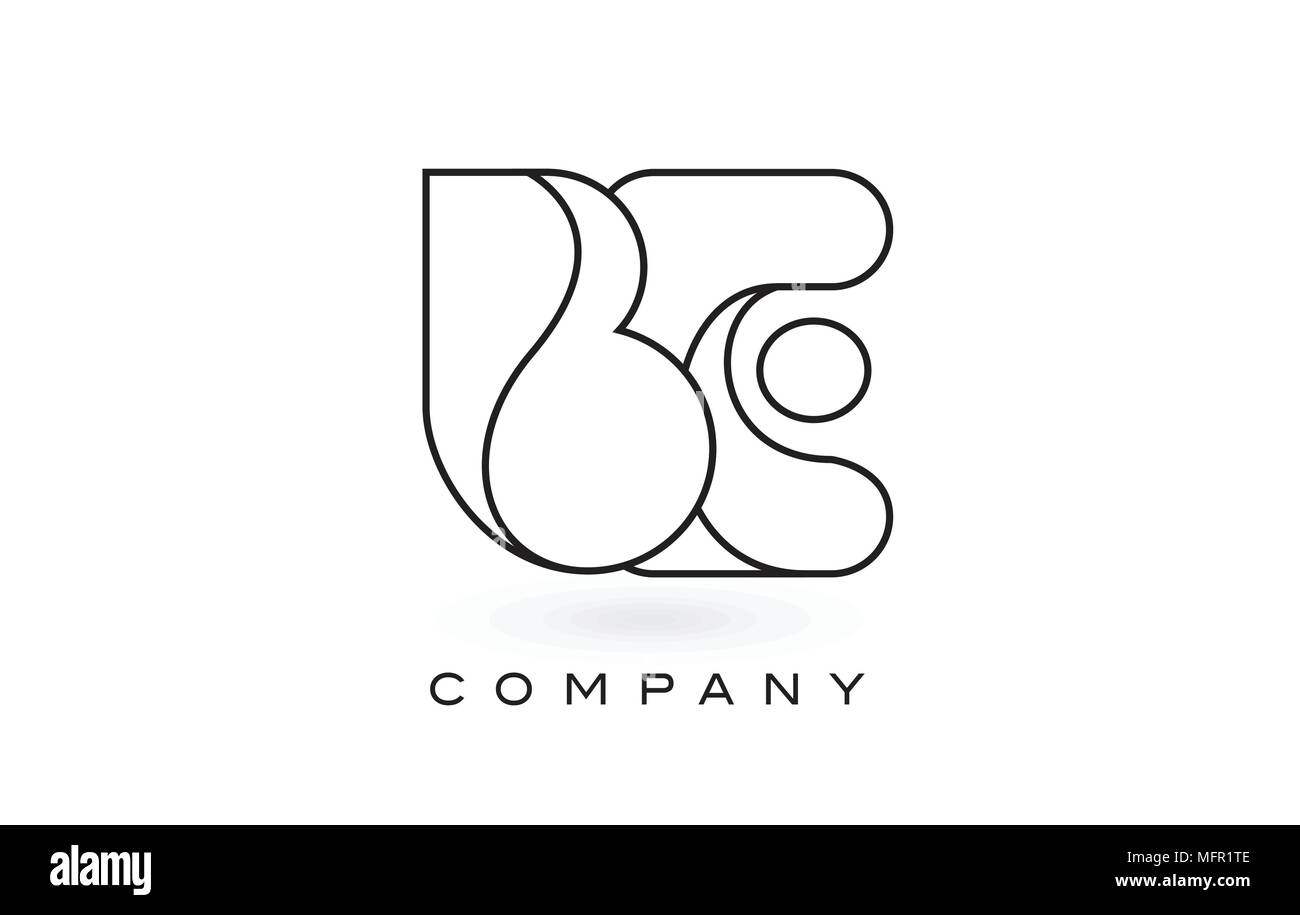 BE Monogram Letter Logo With Thin Black Monogram Outline Contour ...