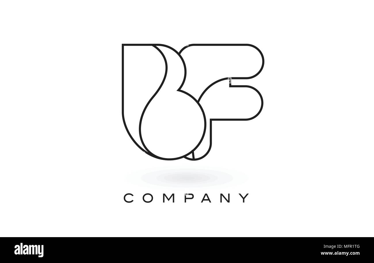 BF Monogram Letter Logo With Thin Black Monogram Outline Contour ...