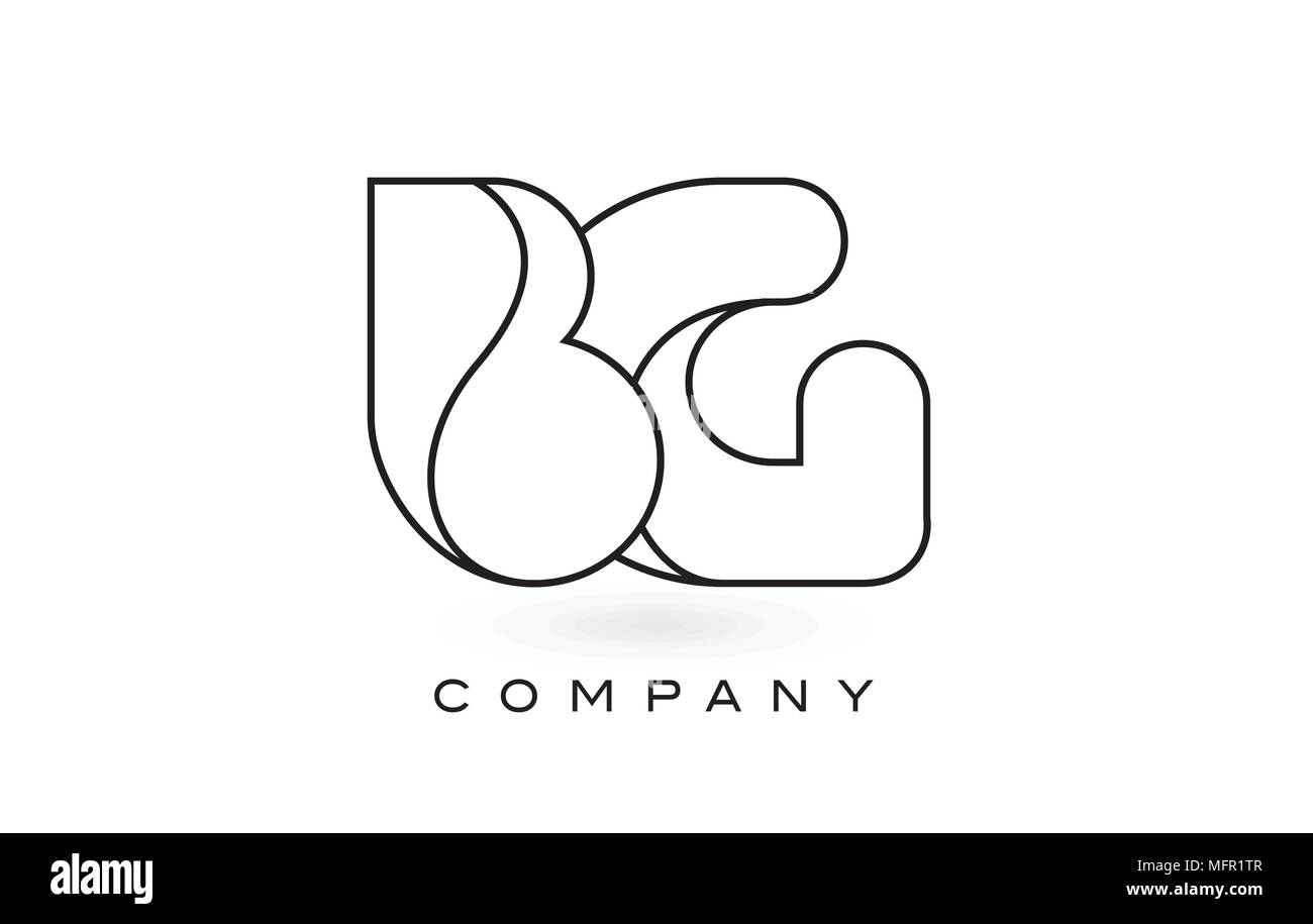 BG Monogram Letter Logo With Thin Black Monogram Outline Contour ...