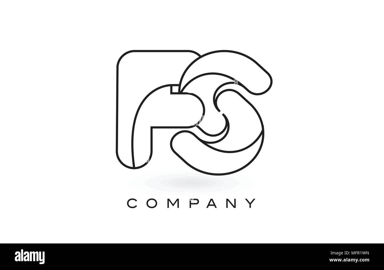 FS Monogram Letter Logo With Thin Black Monogram Outline Contour ...