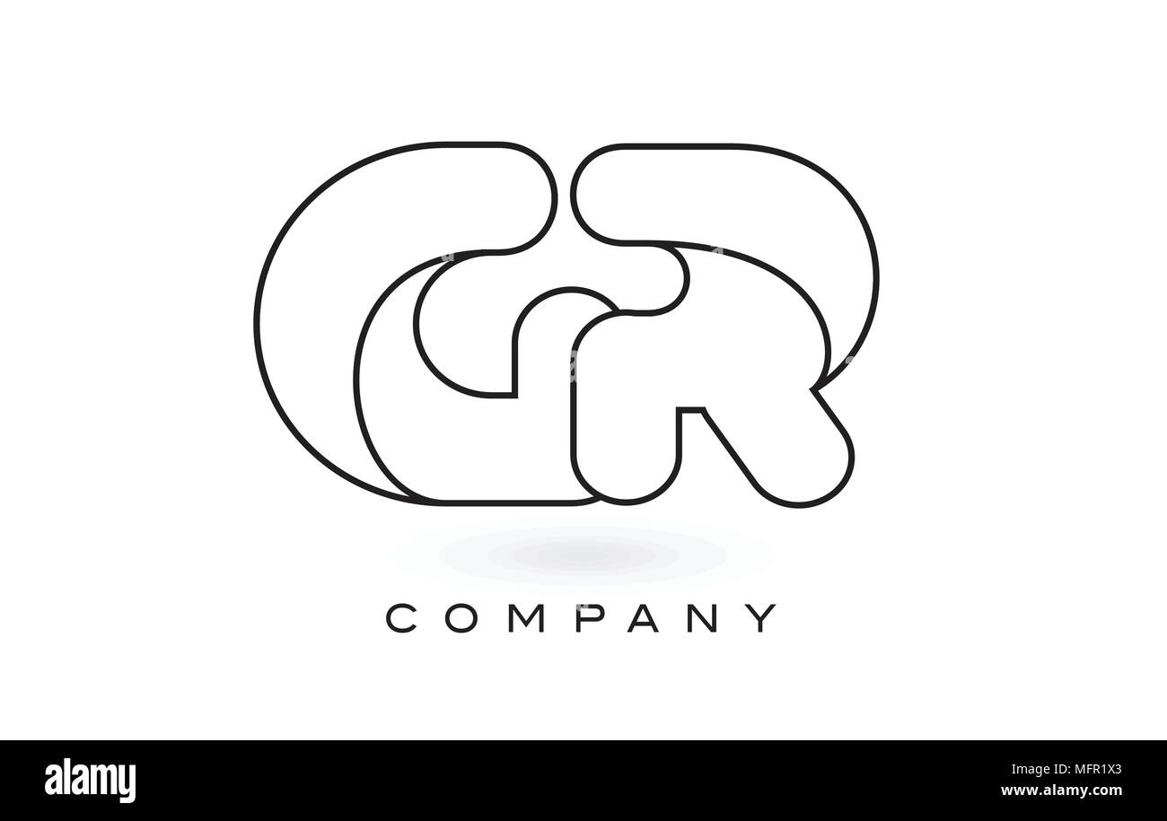 GR Monogram Letter Logo With Thin Black Monogram Outline Contour ...