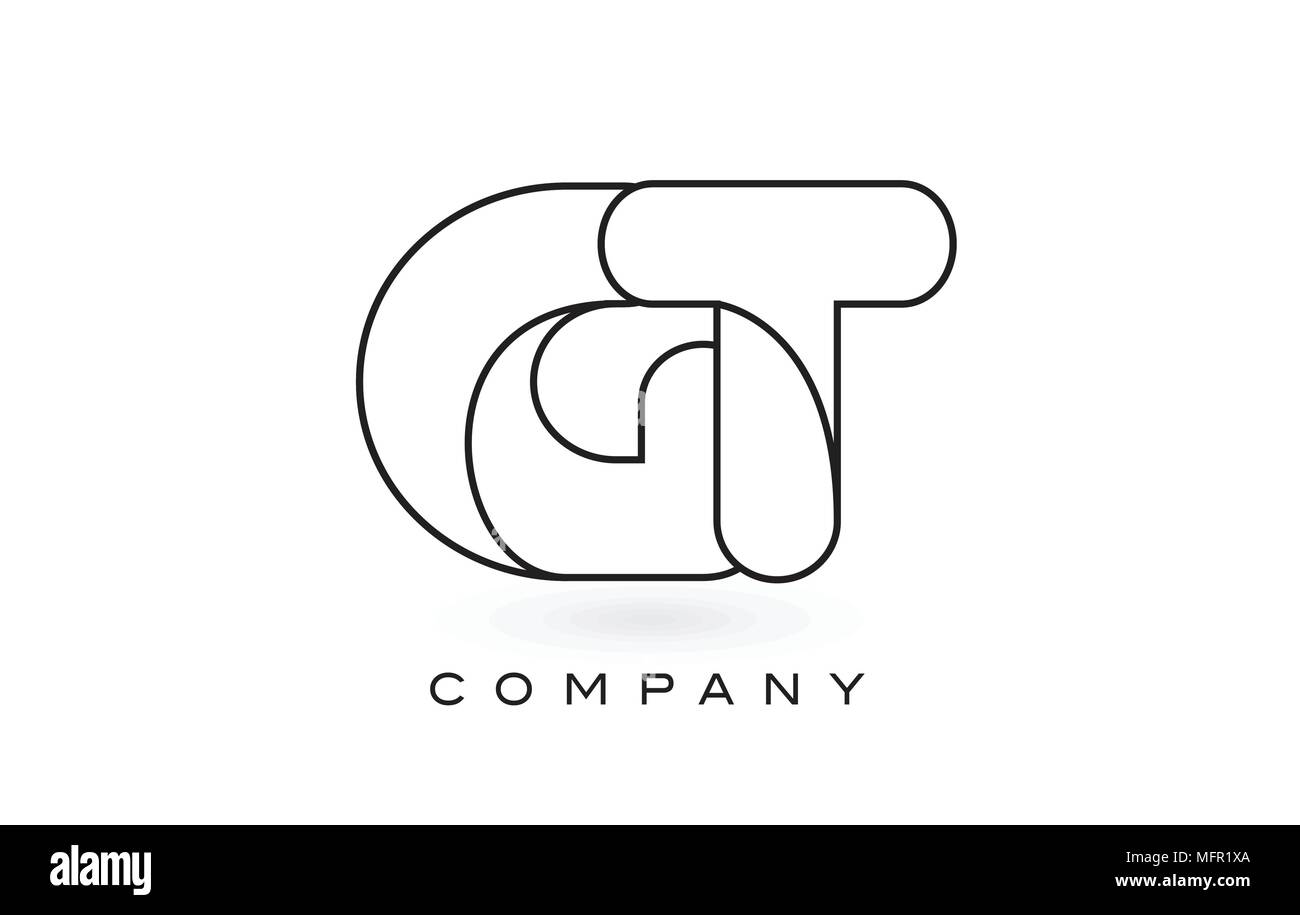 GT Monogram Letter Logo With Thin Black Monogram Outline Contour ...
