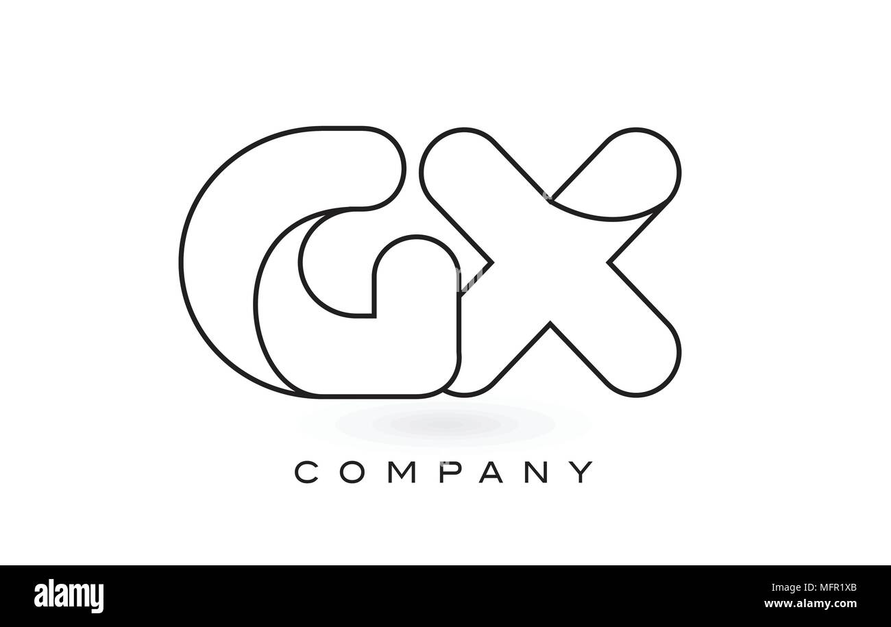 GX Monogram Letter Logo With Thin Black Monogram Outline Contour ...