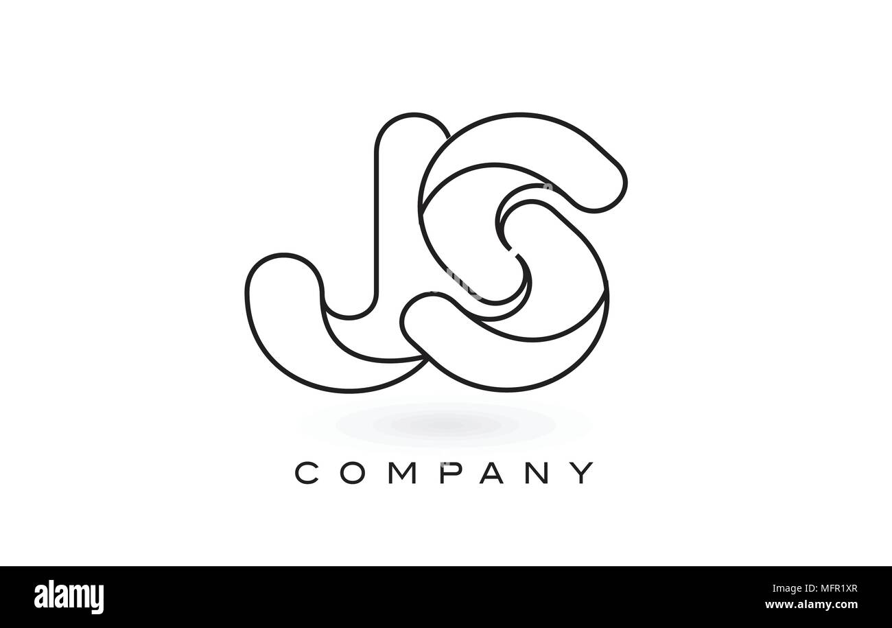 JS Monogram Letter Logo With Thin Black Monogram Outline Contour ...