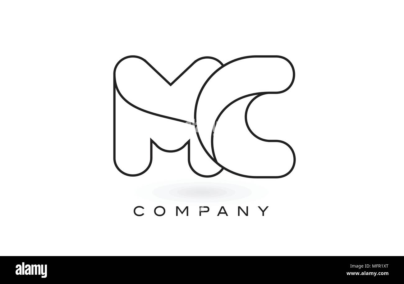MC Monogram Letter Logo With Thin Black Monogram Outline Contour ...