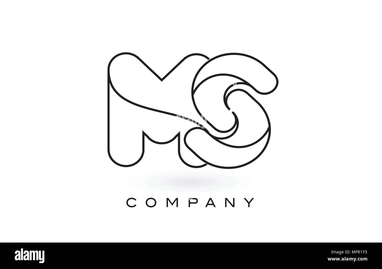 MS Monogram Letter Logo With Thin Black Monogram Outline Contour ...