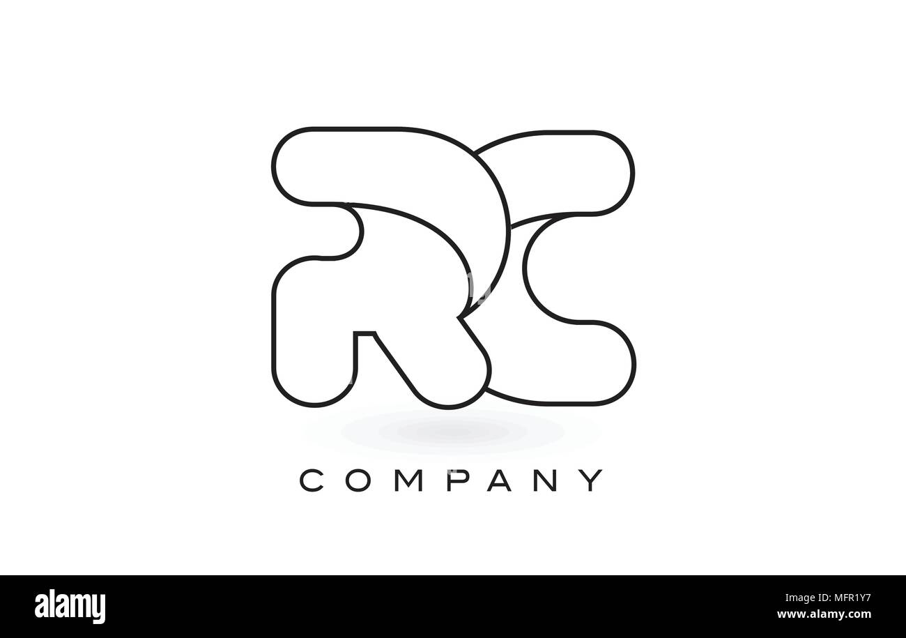 RC Monogram Letter Logo With Thin Black Monogram Outline Contour ...