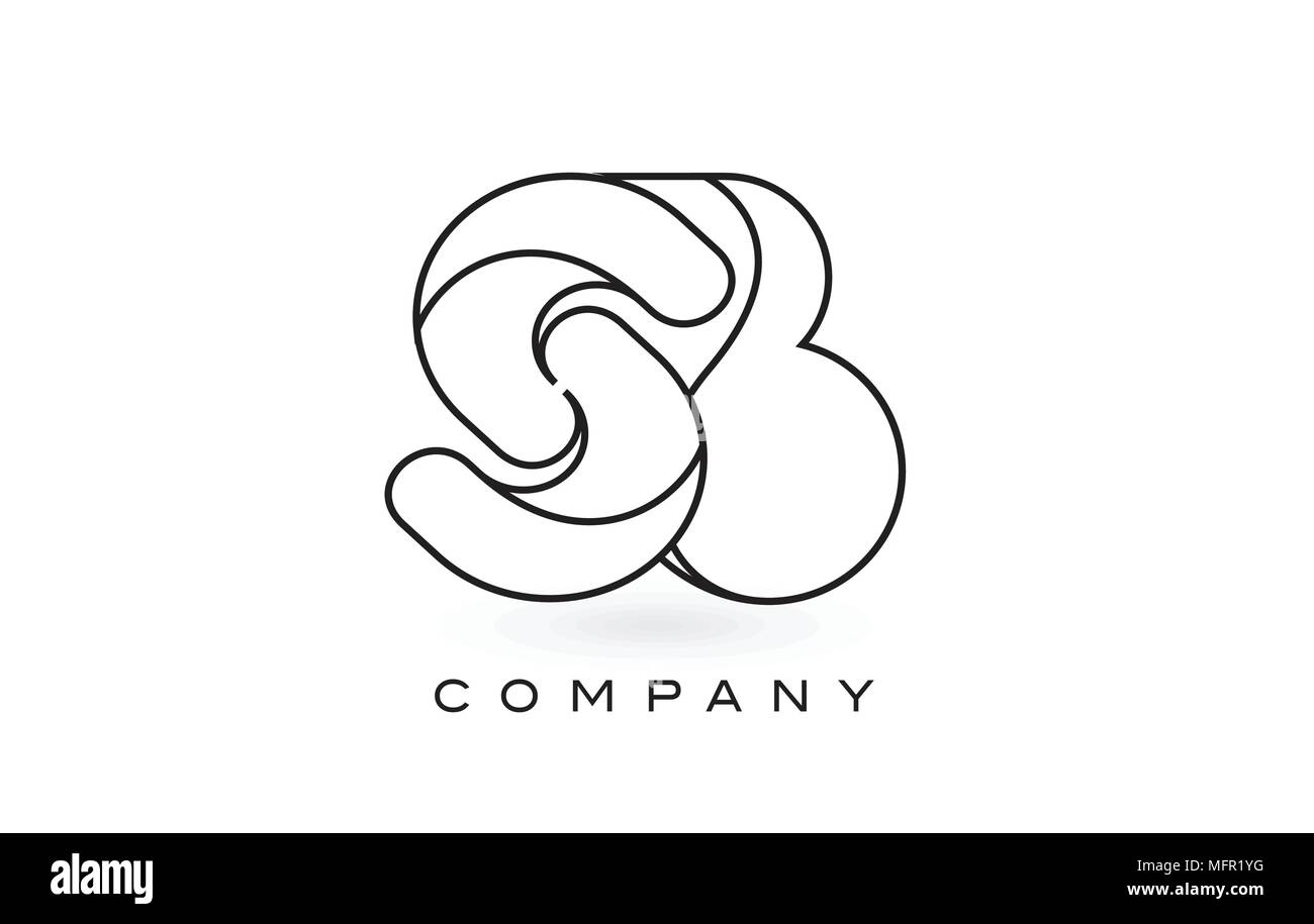 SB Monogram Letter Logo With Thin Black Monogram Outline Contour ...