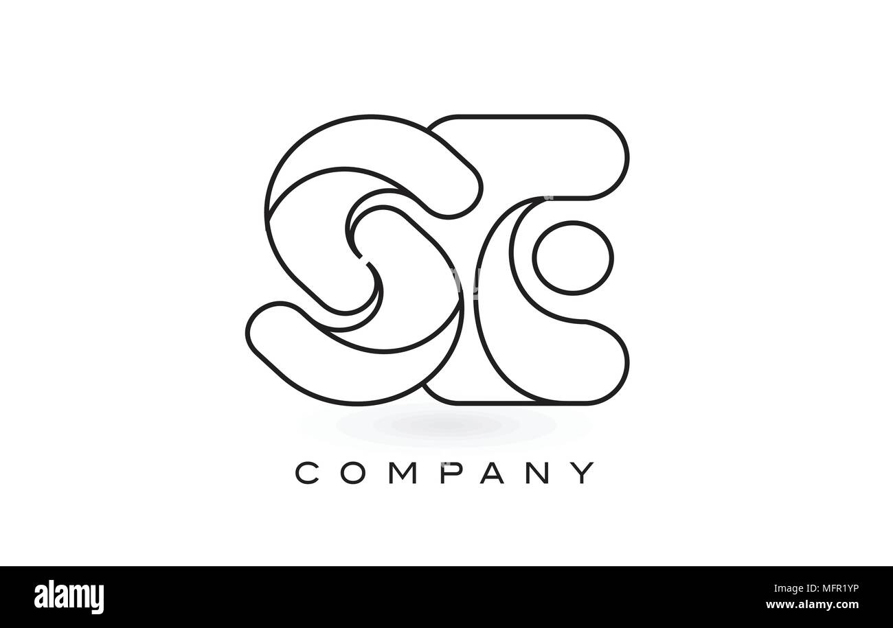 SE Monogram Letter Logo With Thin Black Monogram Outline Contour ...